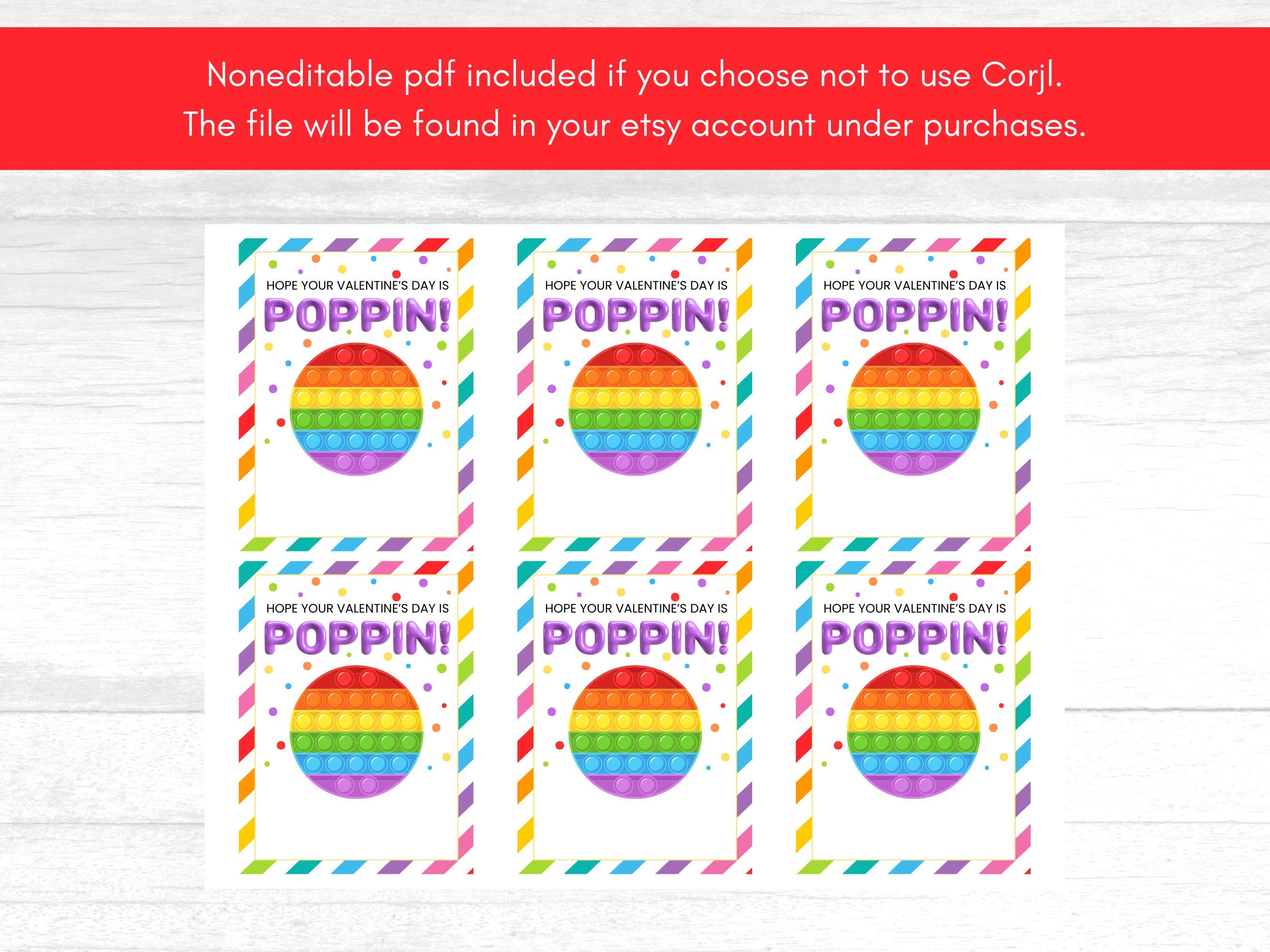 Class Valentine Popper, Printable School Valentines, Valentine's Day ...