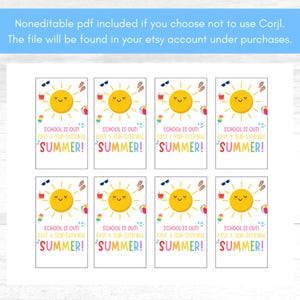 End of School Year Gift Tag: Sun-sational Printable (instant Download ...