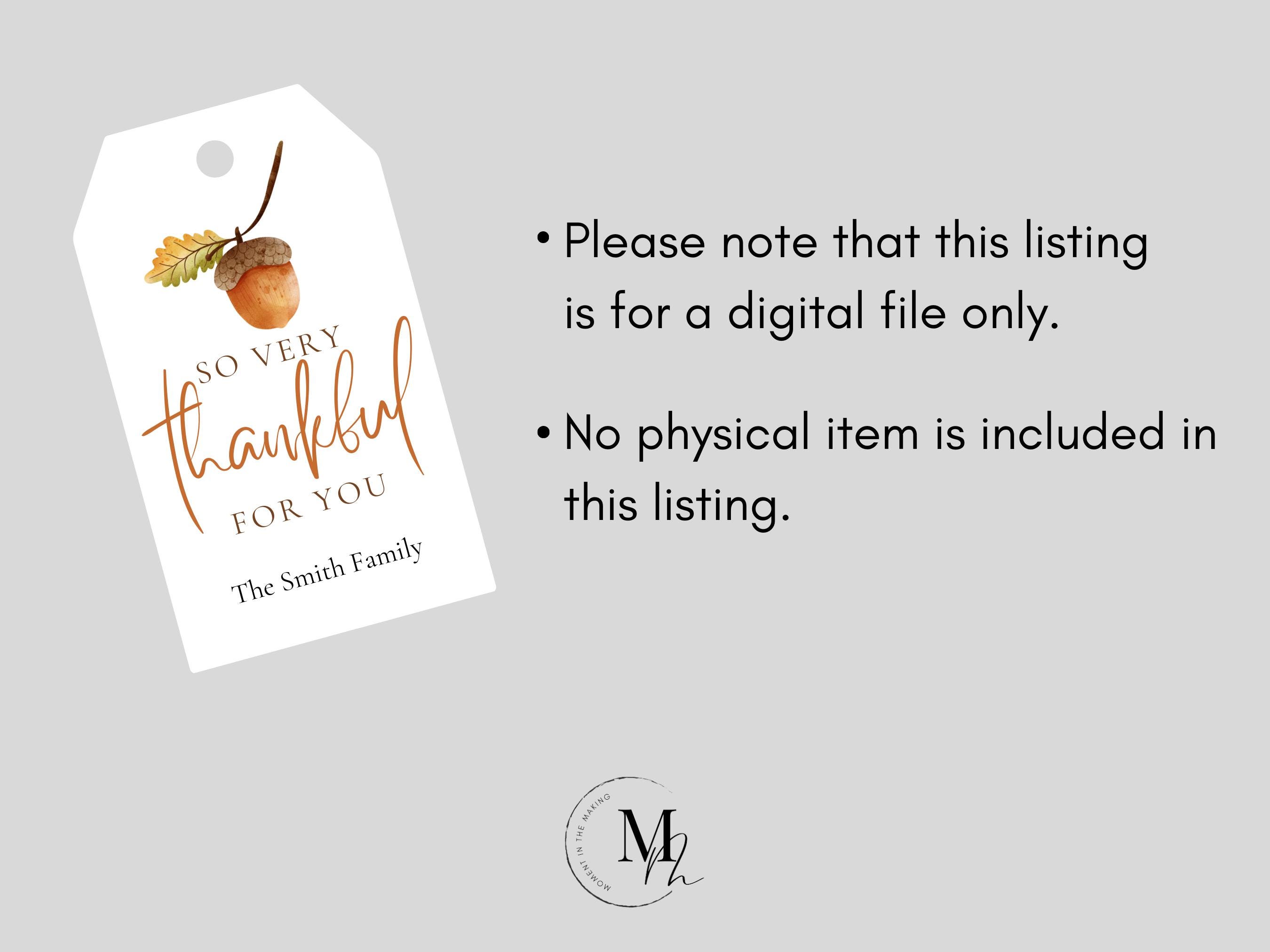 Thanksgiving Acorn Gift Tag: Printable Party Favor (2" X 3.5") - Etsy
