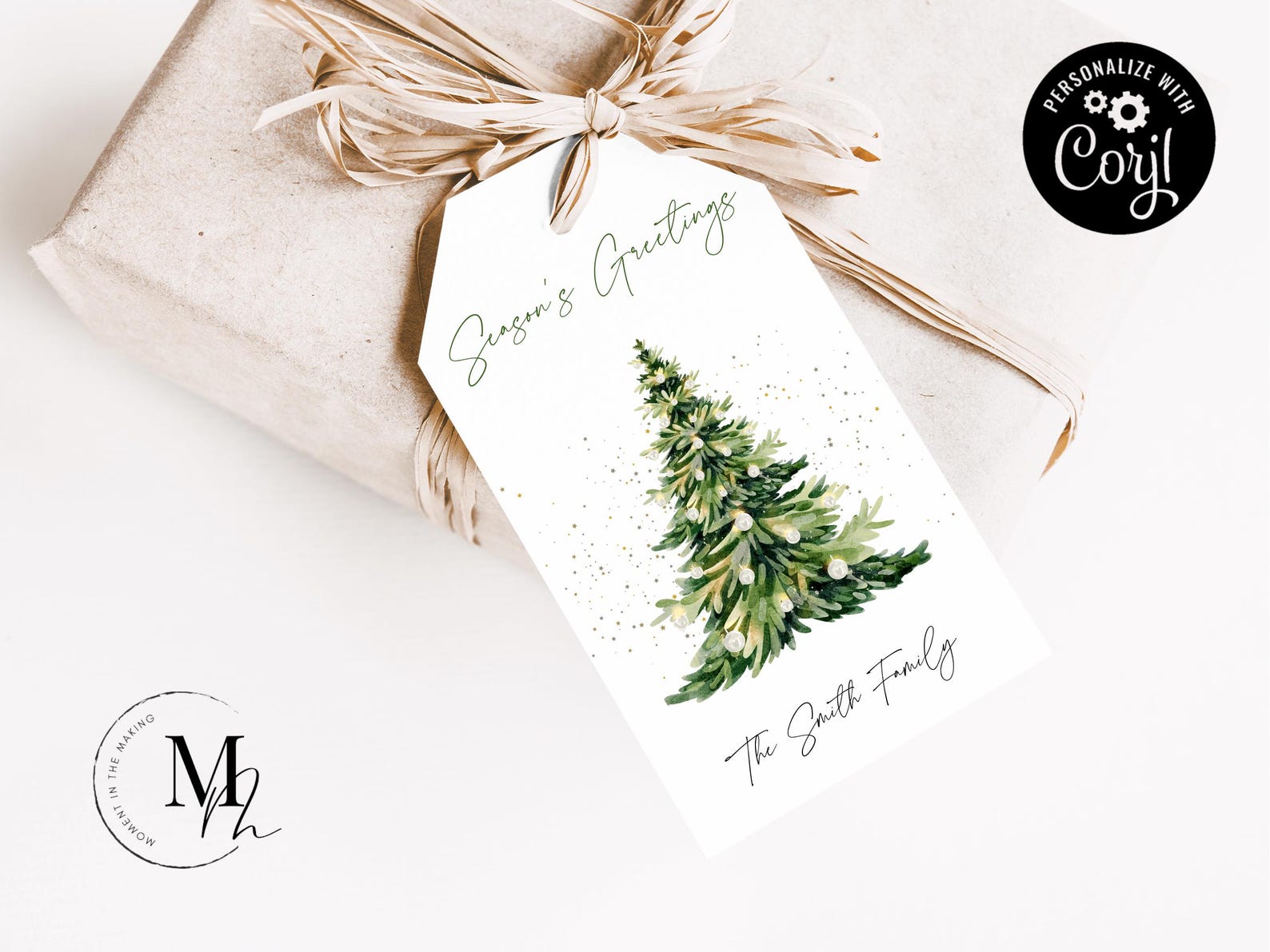 Christmas Tree Gift Tag: Printable Holiday Favor Tag (2x3.5", Digital ...