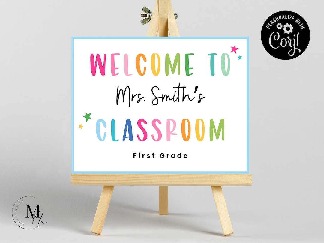Custom Teacher Name Sign: Bright Classroom Decor (instant Download, 8 ...