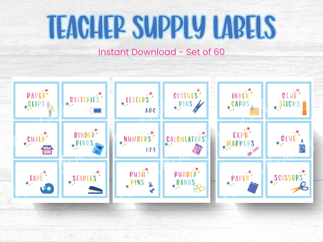 Teacher Classroom Supply Bin Labels: Modern Brights (printable Download ...