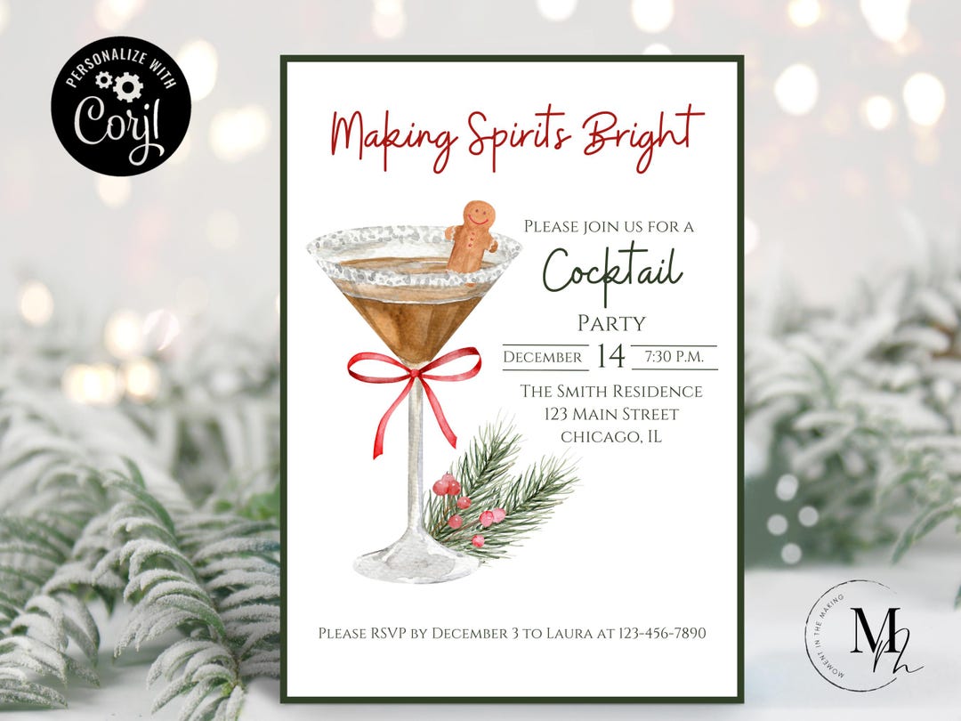 Making Spirits Bright Holiday Invitation: Printable Christmas Party ...