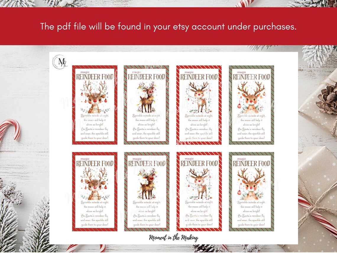 Reindeer Food Gift Tag: (instant Download) - Etsy