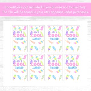 End of School Year Cool Summer Popsicle Gift Tag, Printable Gift Tag ...