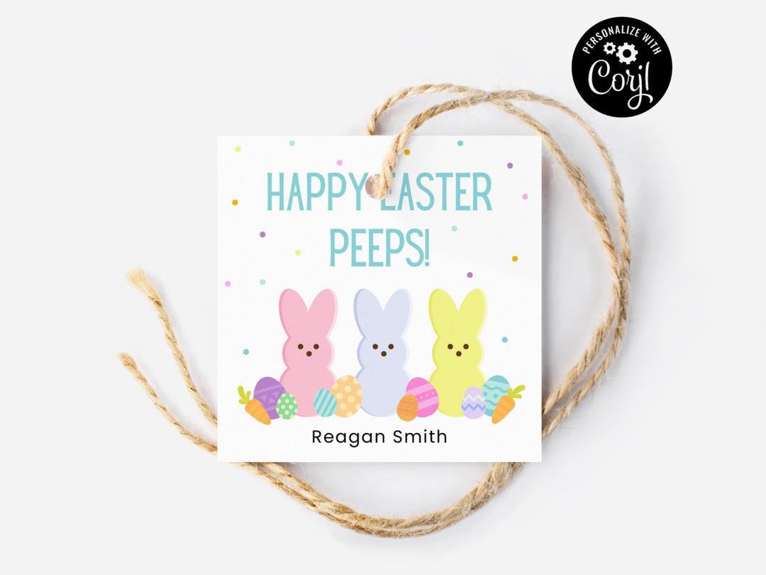 Easter Peeps Gift Tag, Printable Gift Tag, Instant Download, Easter ...