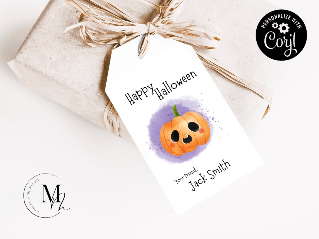 Halloween Pumpkin Gift Tag, Halloween Favor Tag, Party Favor Gift Tag ...