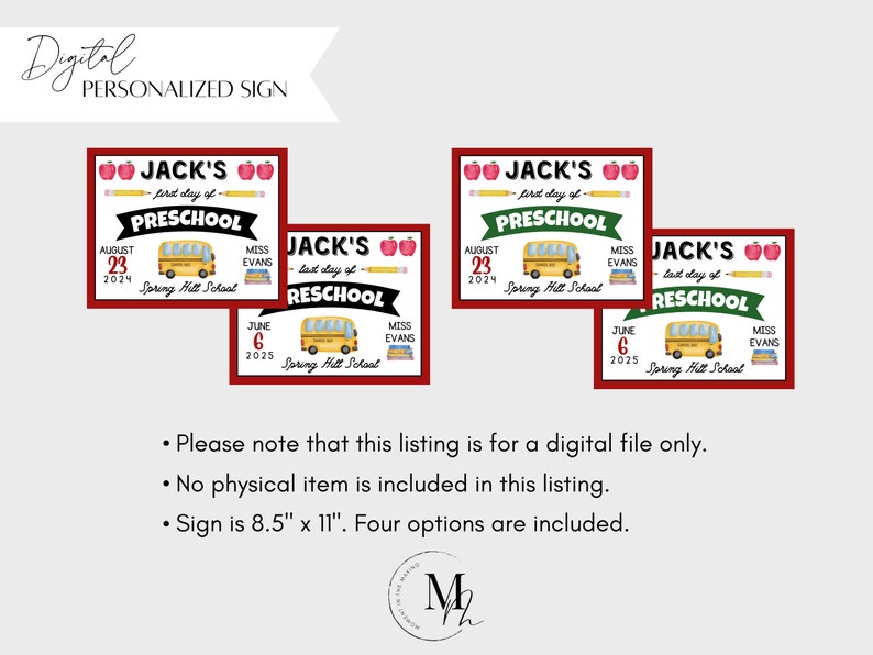 First Day of School Printable Sign, First Day/last Day School Sign ...