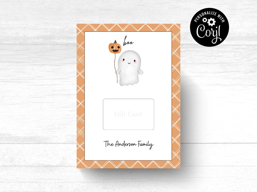 Halloween Ghost Gift Card Holder: Editable Template (instant Download ...