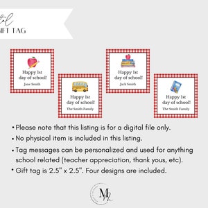 Back to School Printable Gift Tag, First Day of School Gift Tag ...