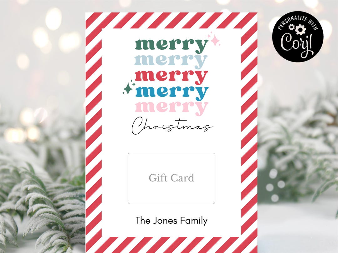 Christmas Merry Merry Gift Card Holder, Holiday Printable, Holiday Gift ...
