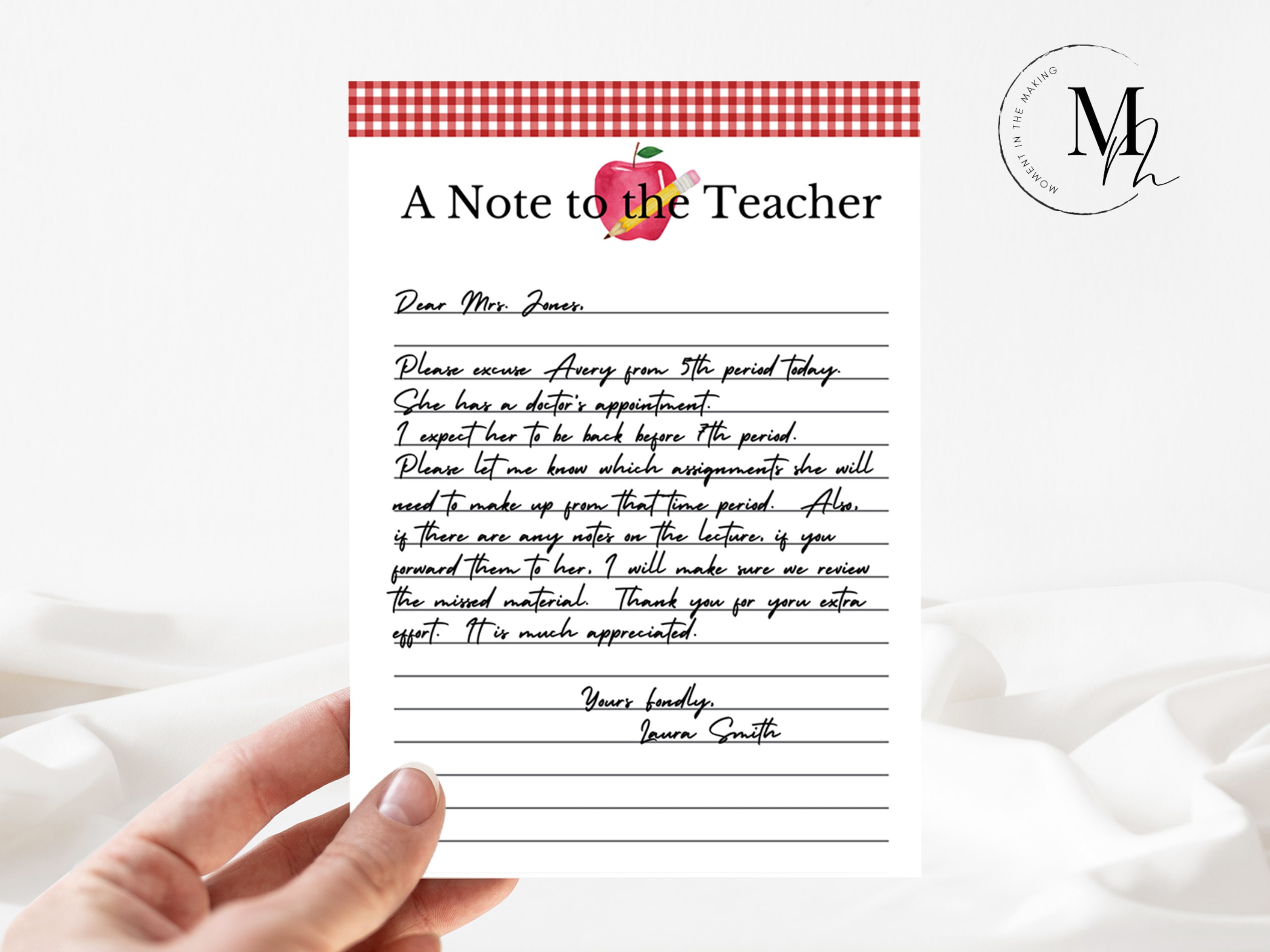 Printable Note to the Teacher, Instant Download, Back to School, Parent ...