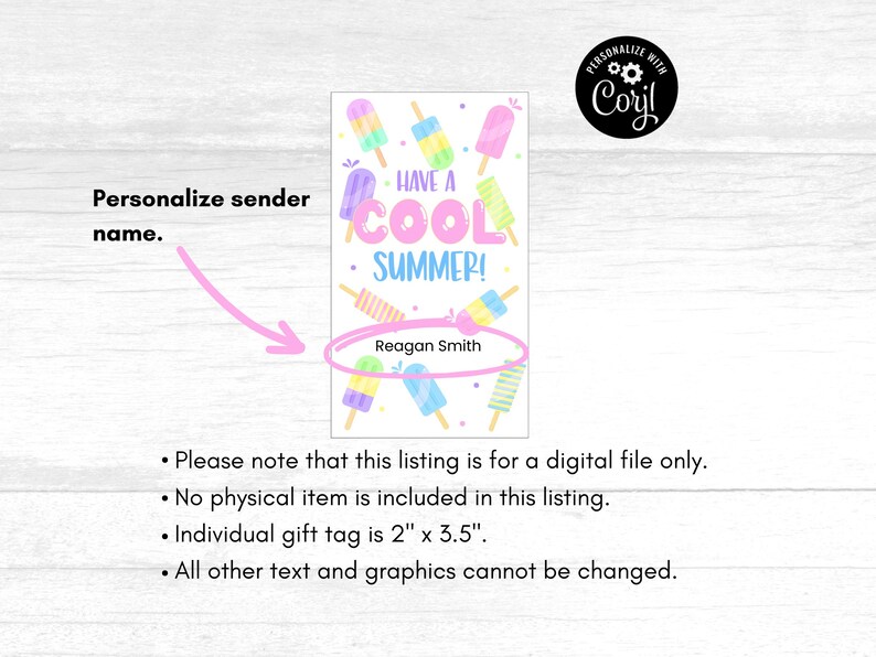 End of School Year Cool Summer Popsicle Gift Tag, Printable Gift Tag ...