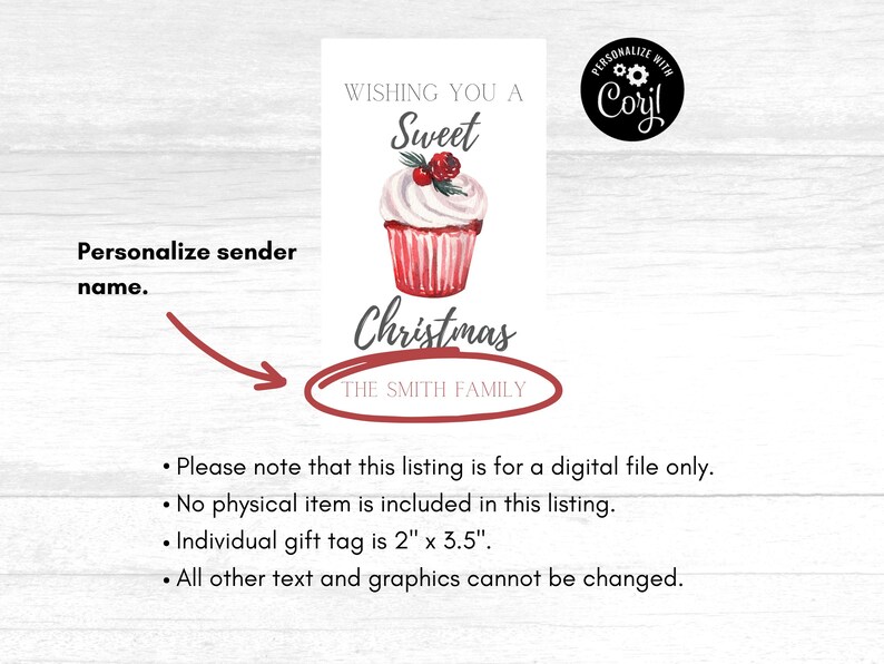 Sweet Christmas Gift Tag, Holiday Printable (corjl Editable) - Etsy