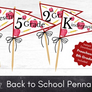 Back to School Apple Pennants Preschool -8th Grade, Printable Pennants ...