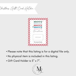 Merry Christmas Gift Card Holder, Holiday Printable - Etsy