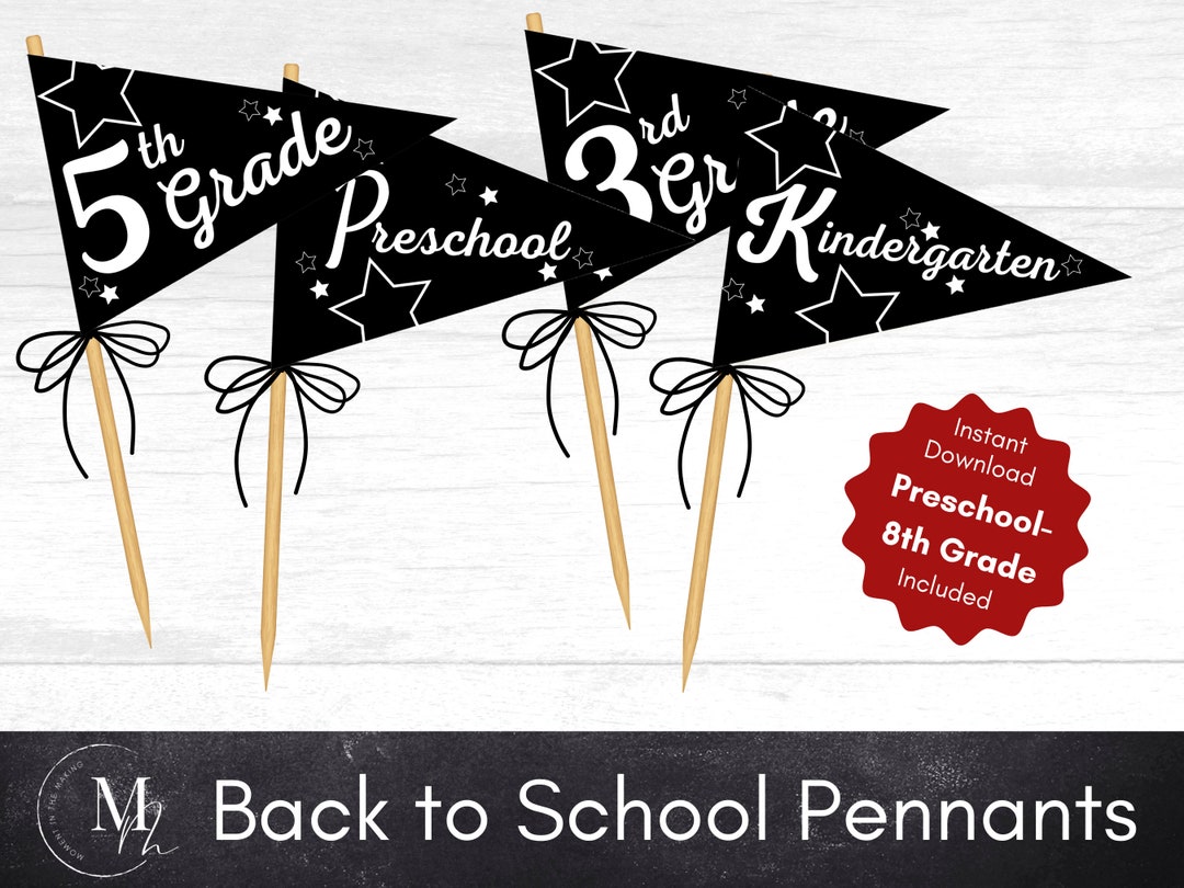 Back to School Star Pennants: Printable Grade Decor (preschool-8th ...