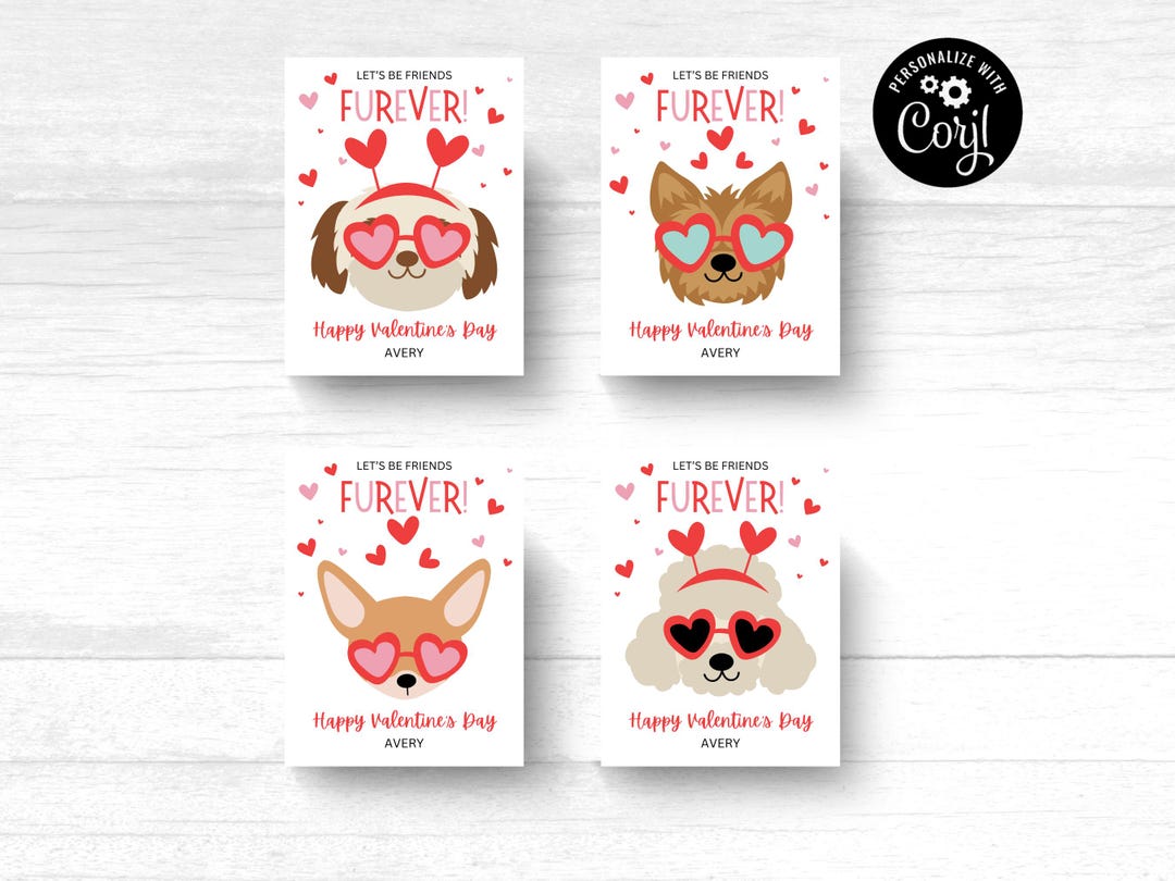 Class Valentine Pets, Printable School Valentines, Valentine's Day Card ...