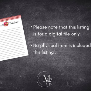 Printable Note to Teacher Template: Parent Communication (instant ...
