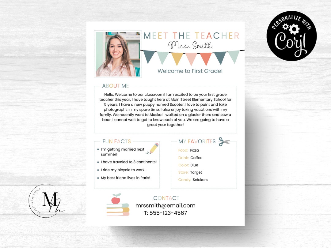 Meet the Teacher Template: Modern Pastel Customizable Flyer (digital ...