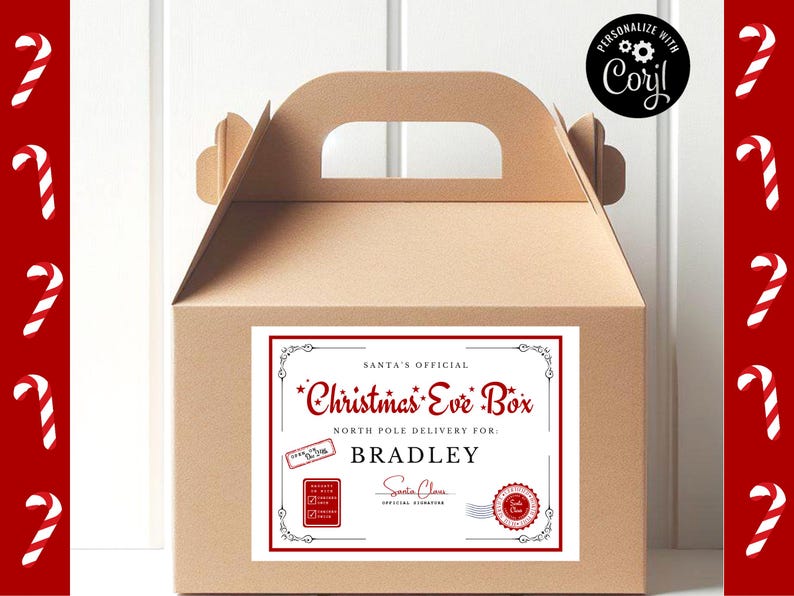 Personalized Christmas Eve Box Label From Santa (printable Template) - Etsy