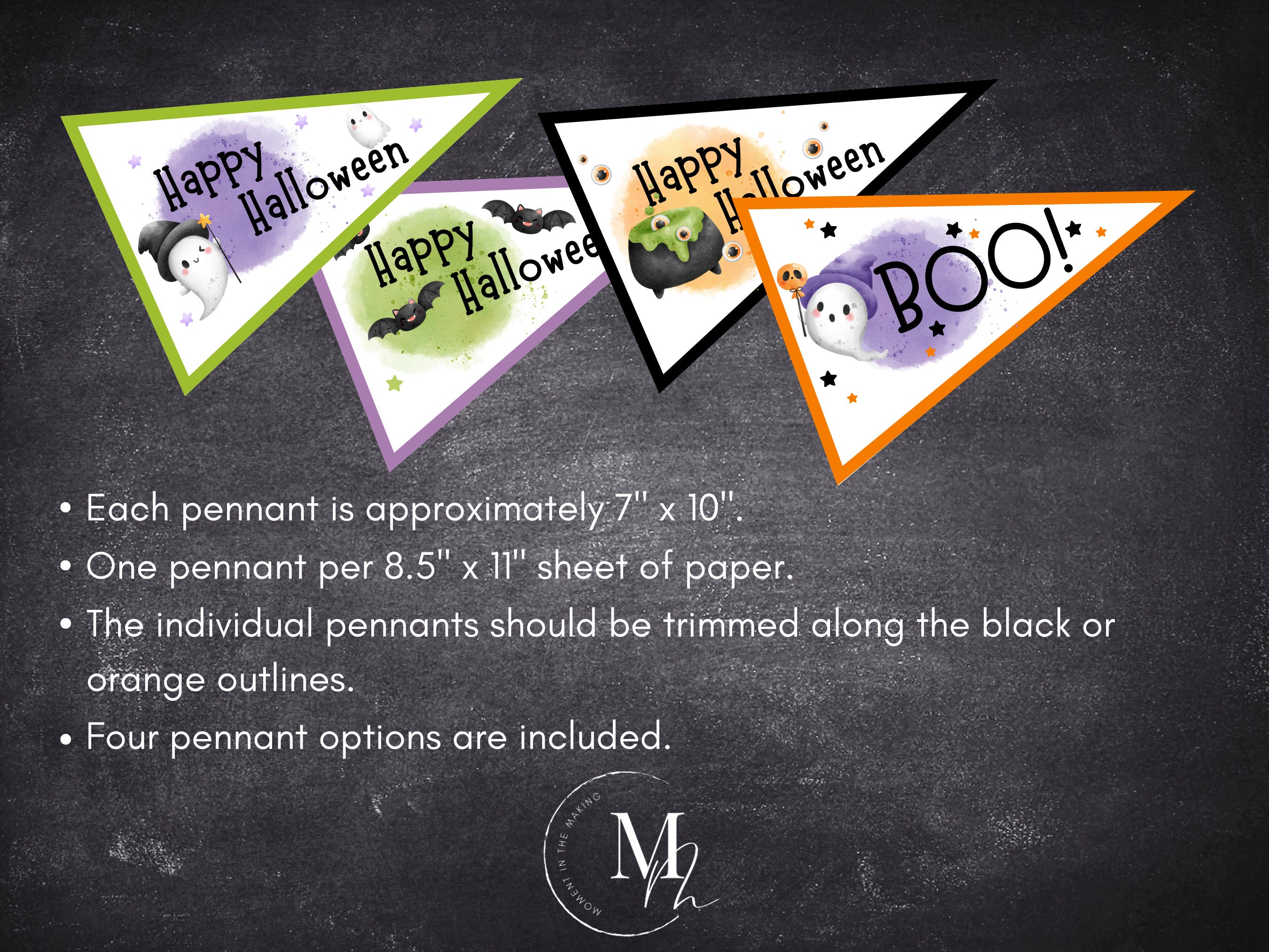 Halloween Ghost Pennant Flags, Halloween Printable, Instant Download ...