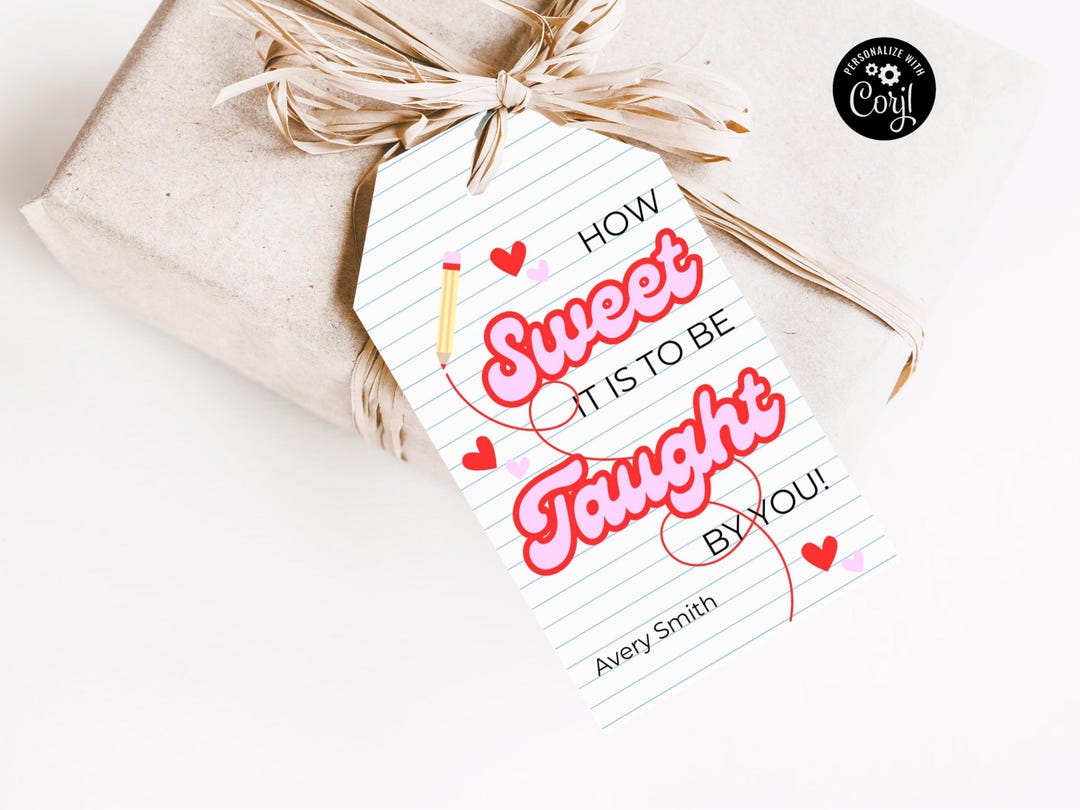 Valentine Gift Tag for Teacher: Printable Sweet Design (instant ...