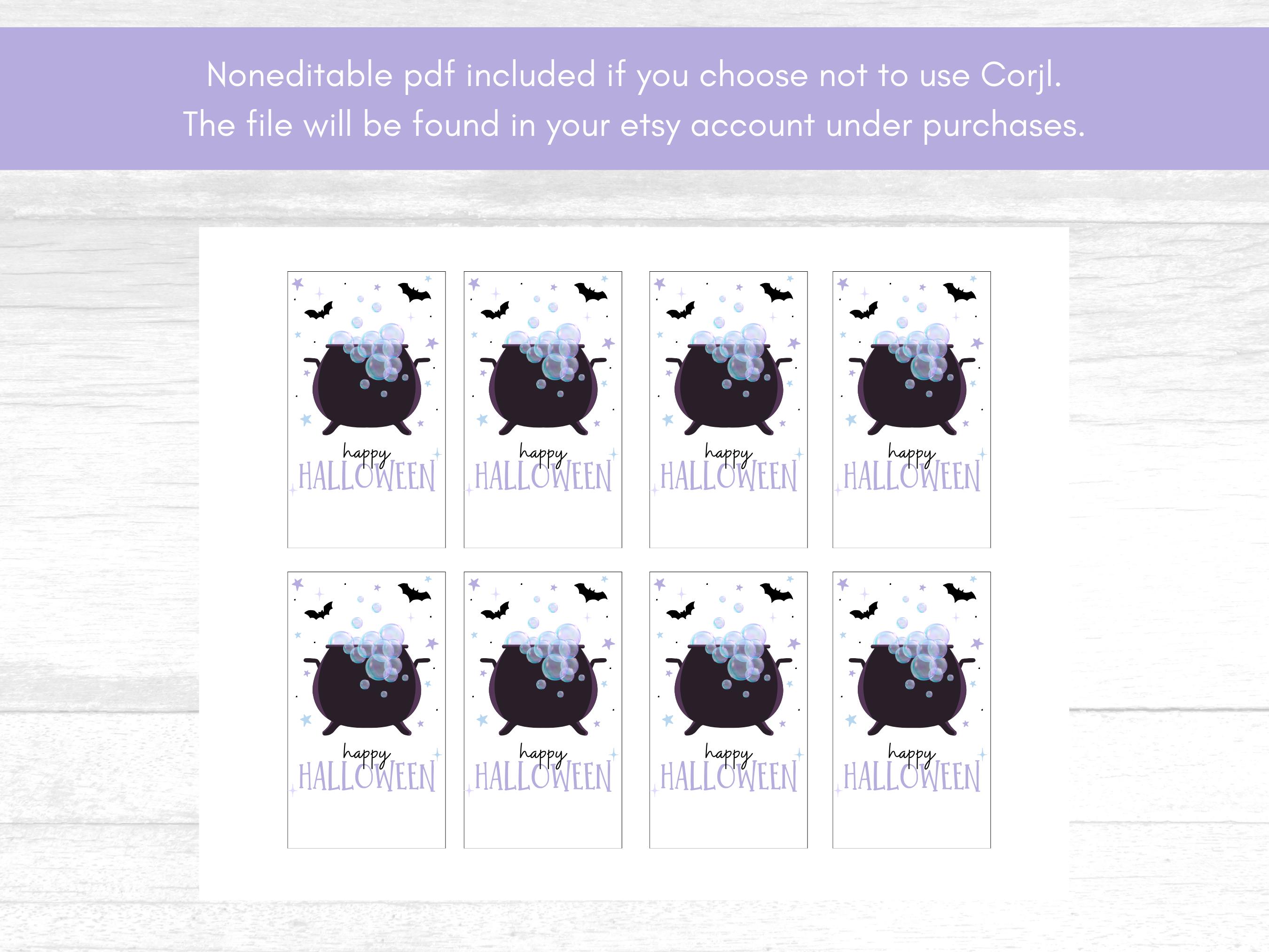 Halloween Cauldron Gift Tag, Printable Gift Tag, Instant Download ...