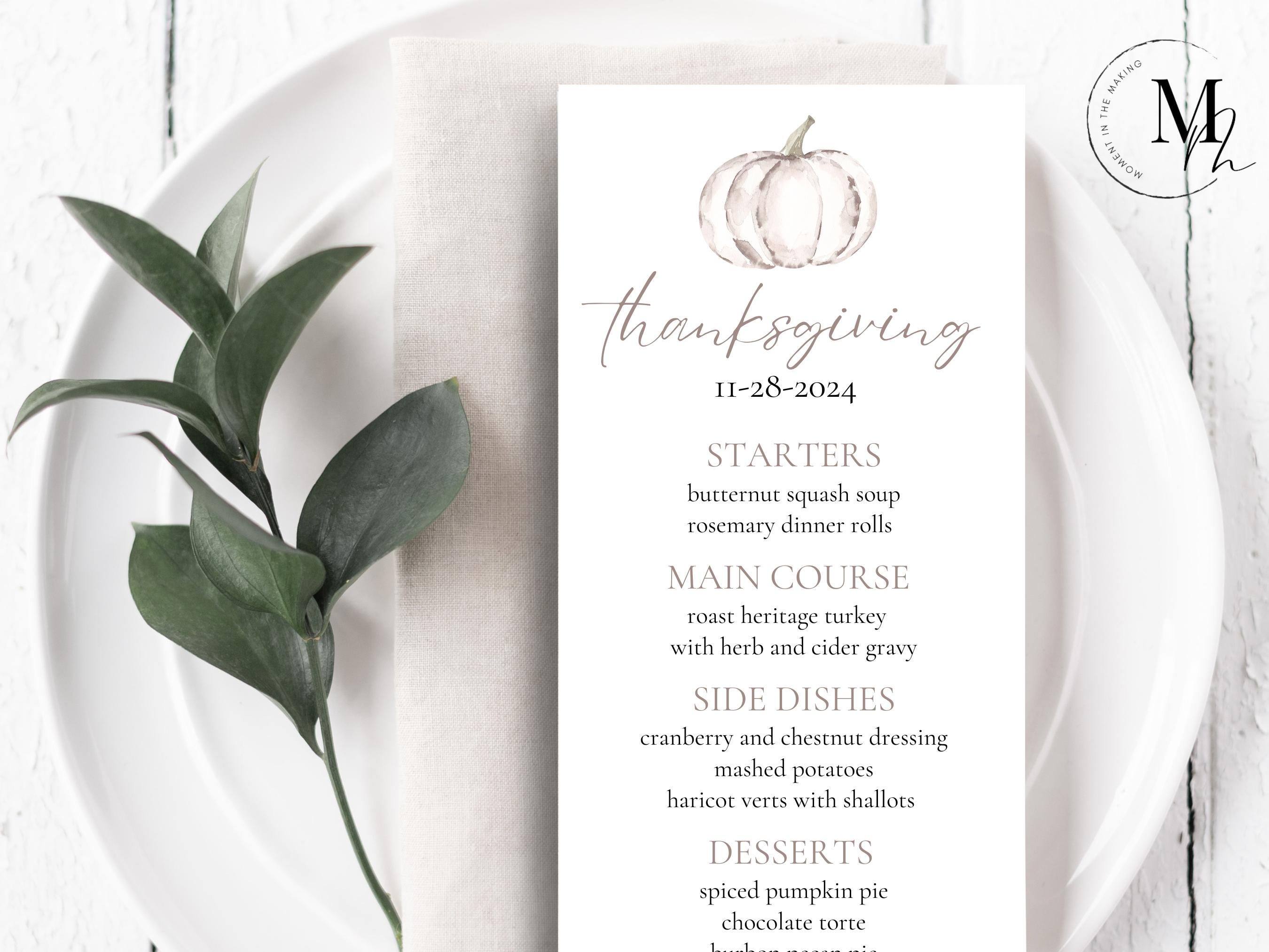 Thanksgiving Menu Card Printable: Ghost Pumpkin Design (digital ...