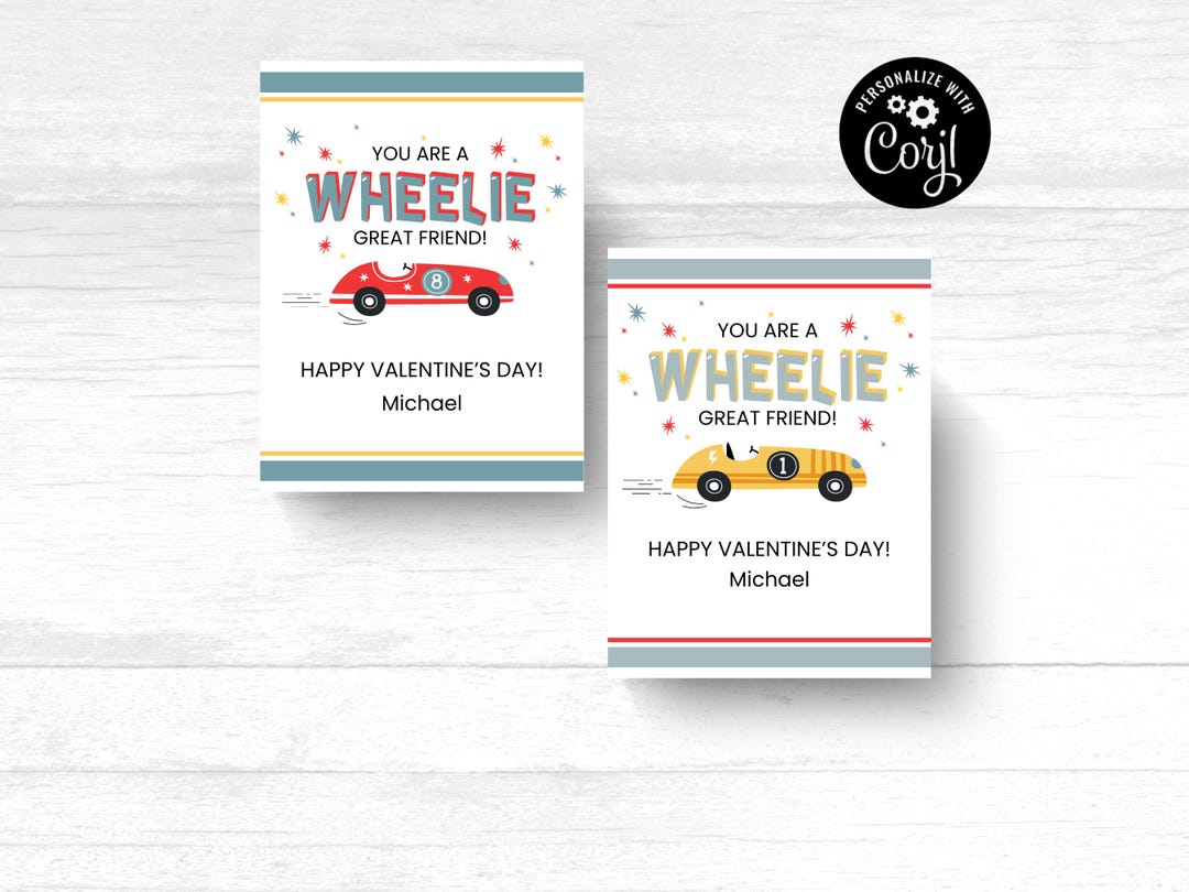 Class Valentine Race Car, Printable School Valentines, Valentine's Day ...