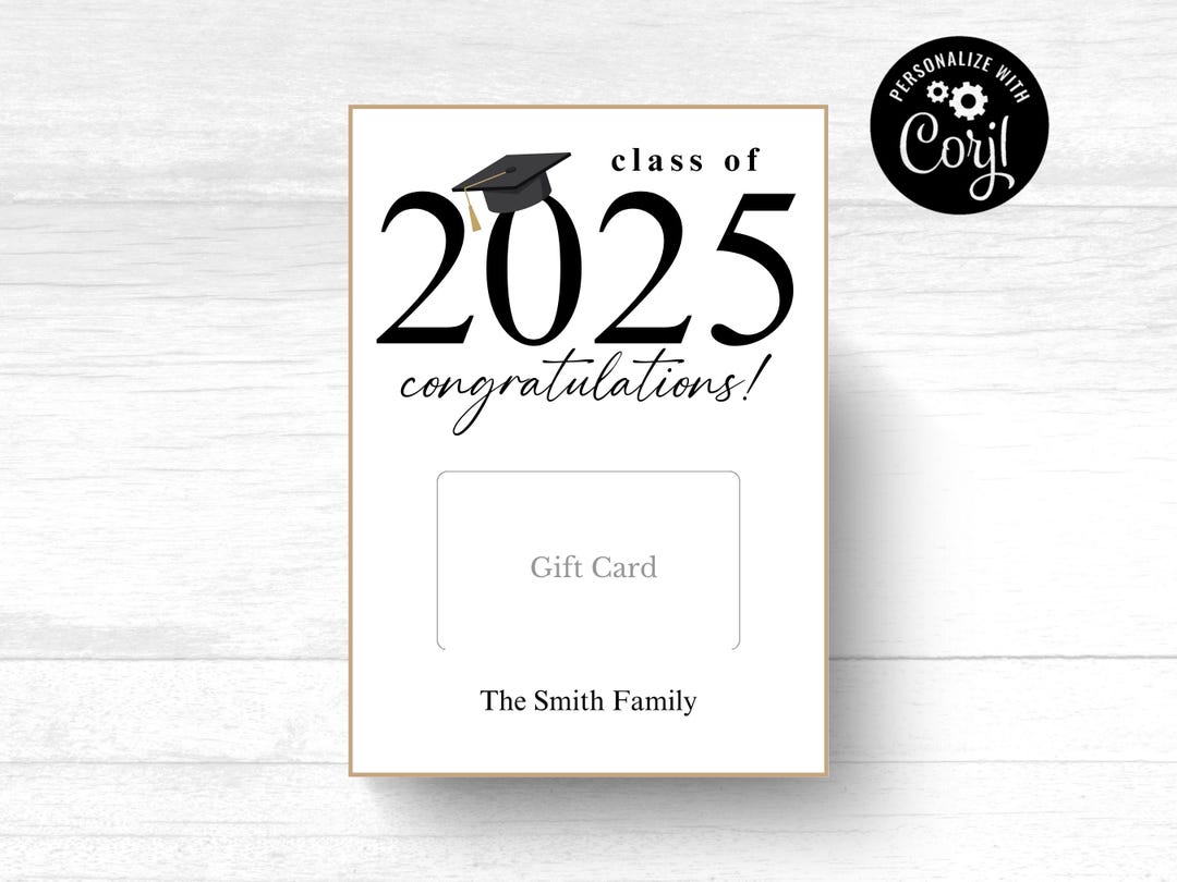 Class of 2025 Graduation Gift Card Holder, Modern Printable (digital ...