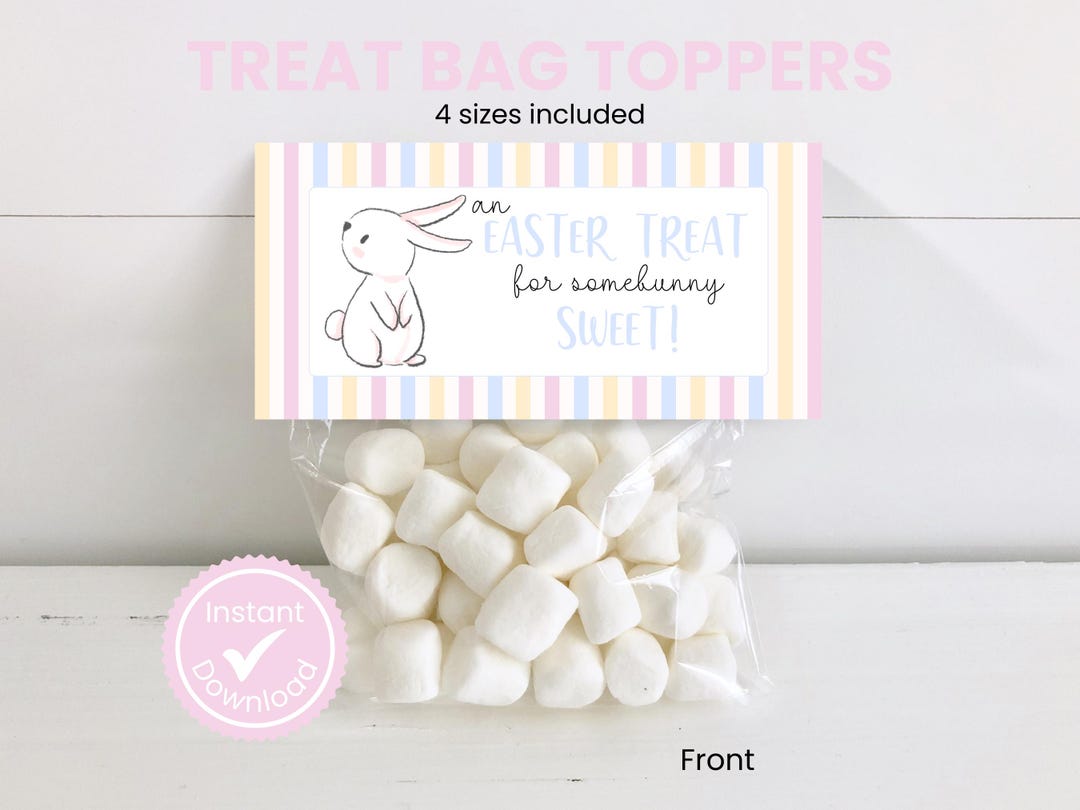 Easter Pastel Stripe Treat Bag Toppers, Printable Treat Tags, Easter ...