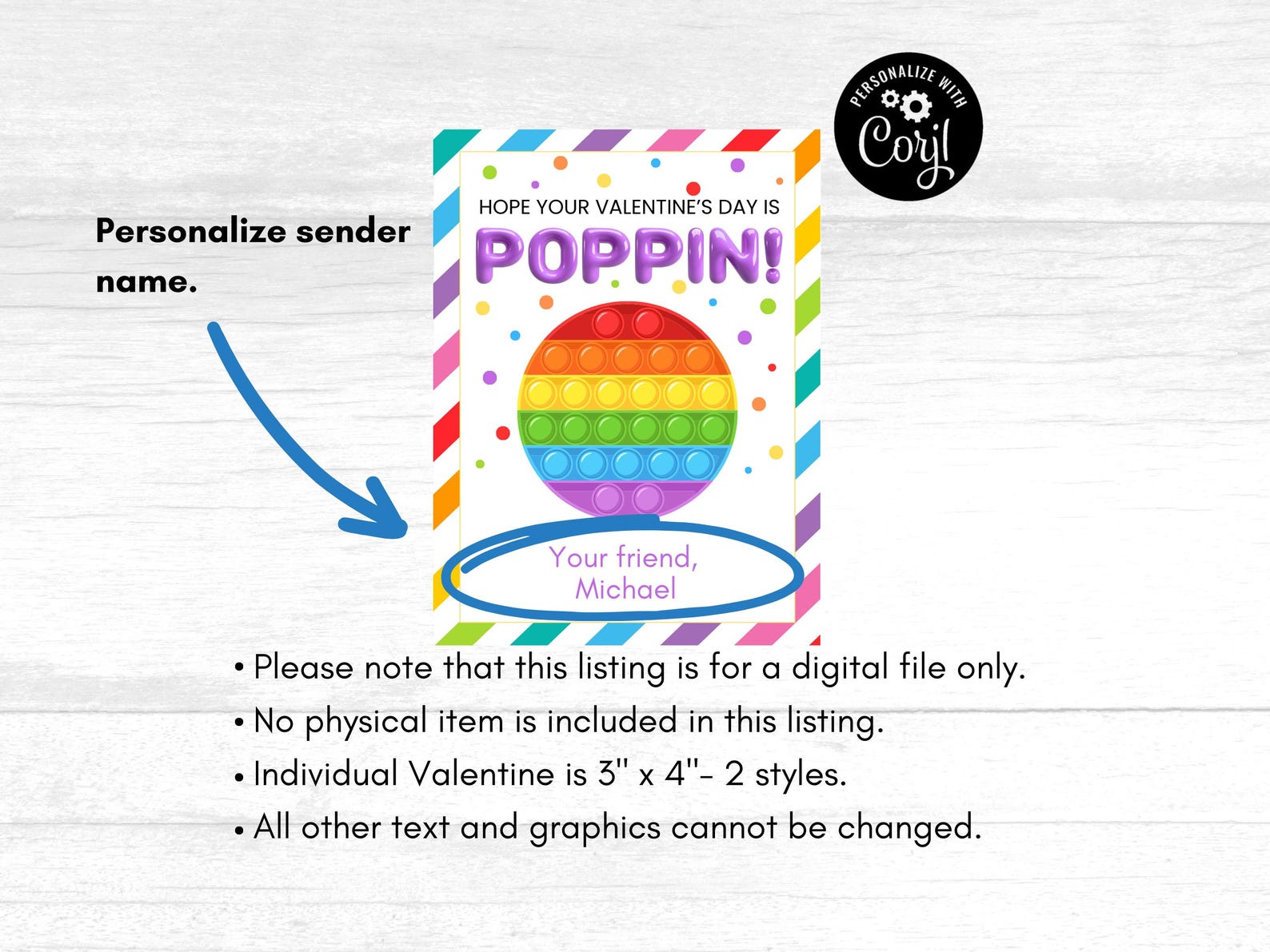 Class Valentine Popper, Printable School Valentines, Valentine's Day ...