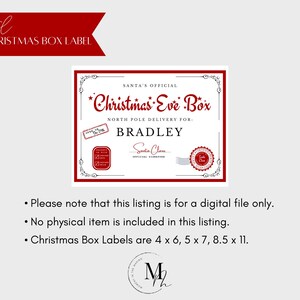 Personalized Christmas Eve Box Label From Santa (printable Template) - Etsy
