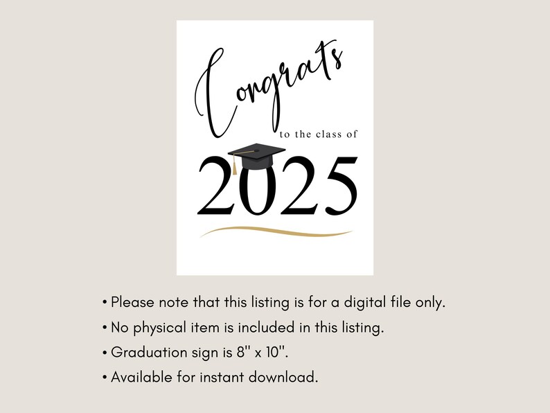 Class of 2025 Graduation Sign: Printable Party Decor (digital Download ...