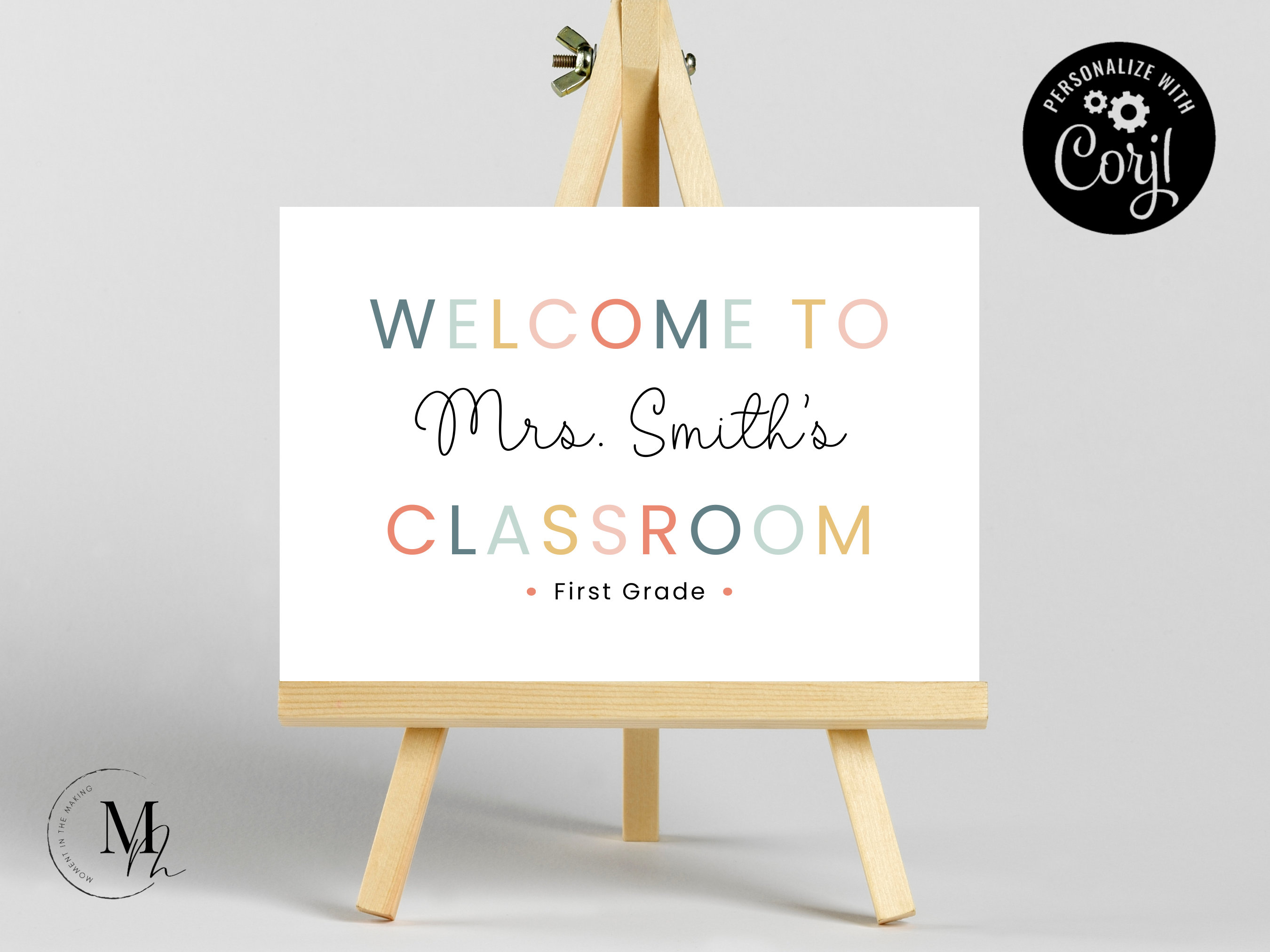 Modern Pastel Classroom Welcome Sign: Custom Teacher Name (instant ...