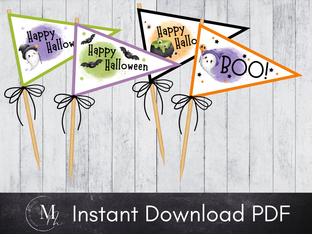 Halloween Ghost Pennant Flags, Halloween Printable, Instant Download ...