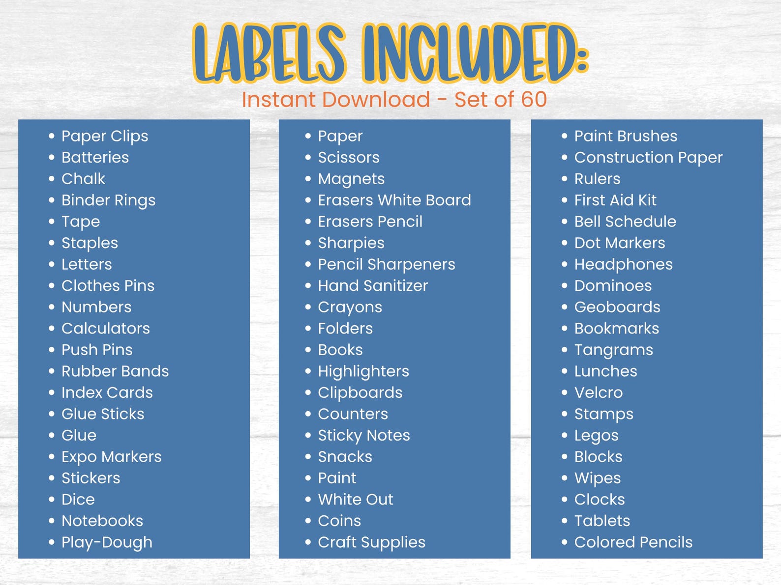 Blue Primary Teacher Supply Bin Labels: Classroom Organization ...