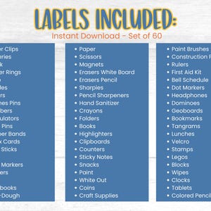 Blue Primary Teacher Supply Bin Labels: Classroom Organization ...