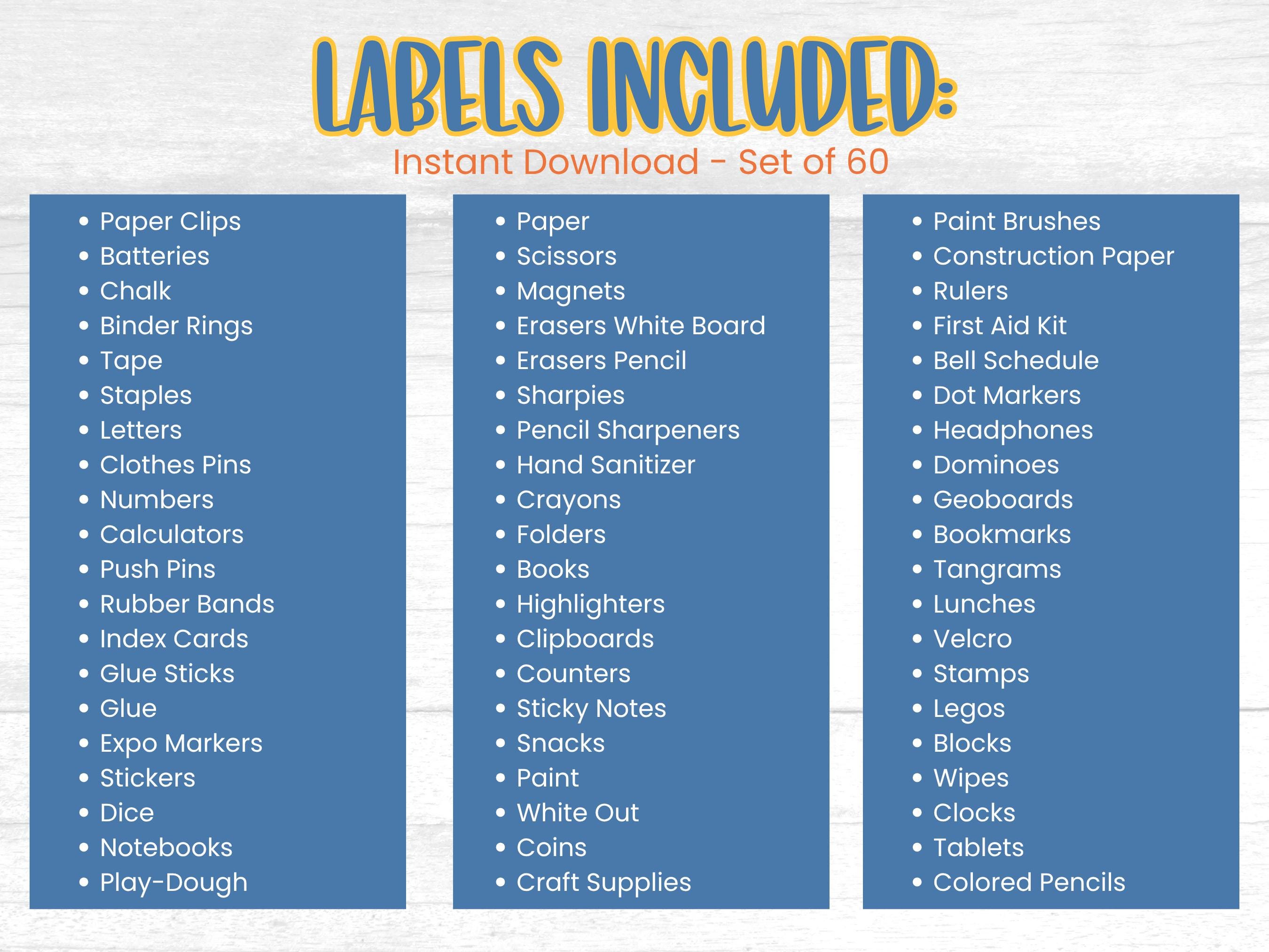 Blue Primary Teacher Supply Bin Labels: Classroom Organization ...