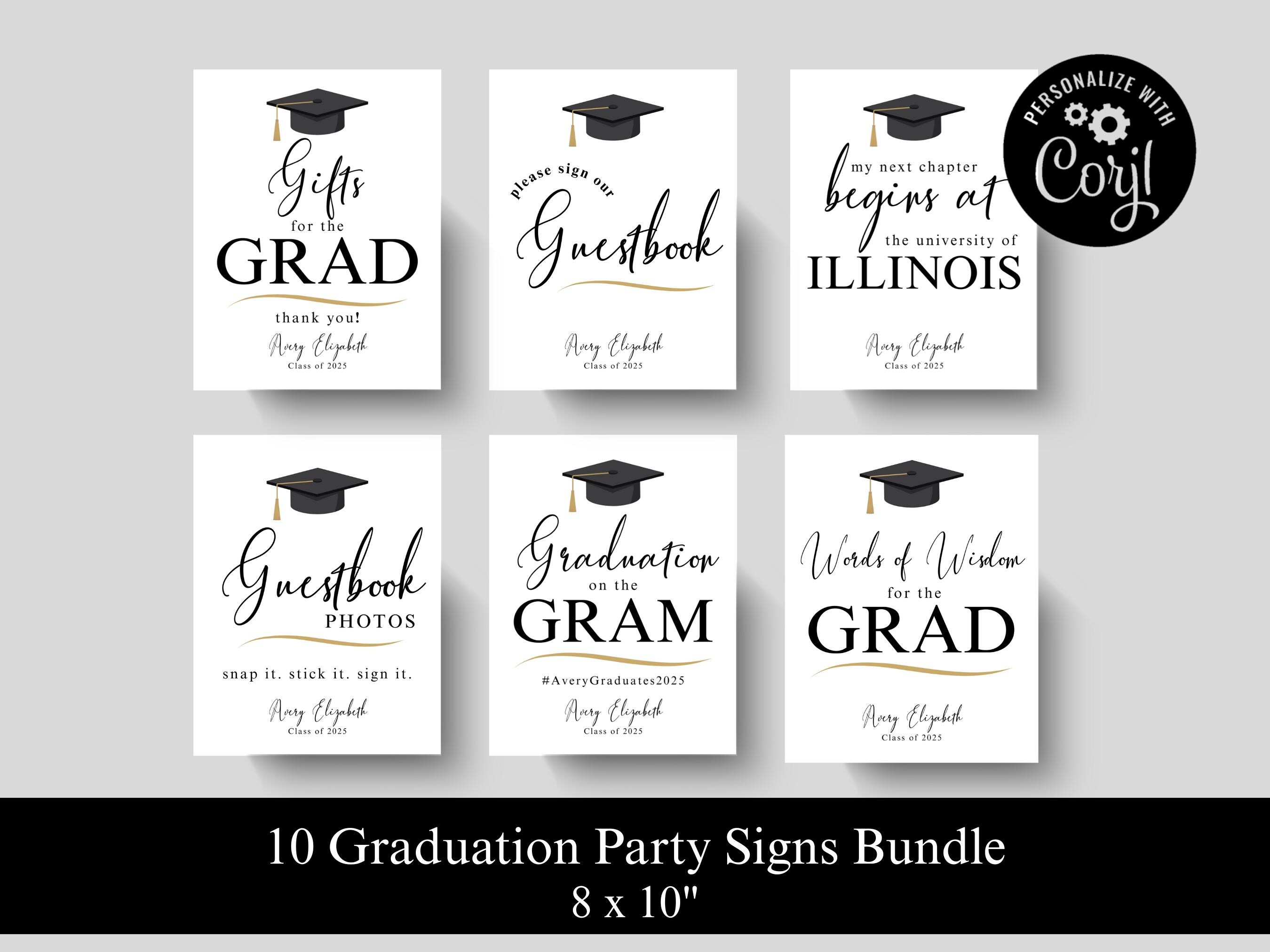 Graduation Party Signs Bundle: Personalized Printable Decor (digital ...