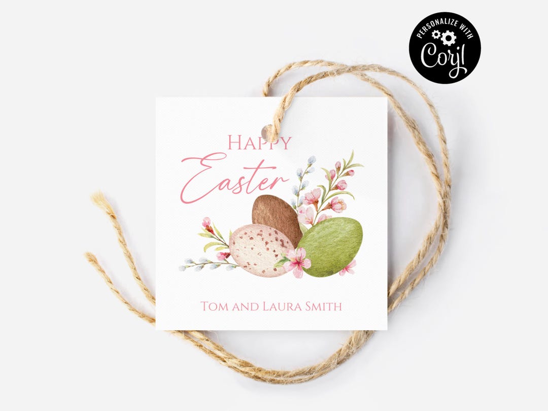 Easter Egg and Flowers Gift Tag, Printable Gift Tag, Instant Download ...