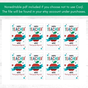 Teacher Appreciation Apple Gift Tag: Printable School Gift (digital ...