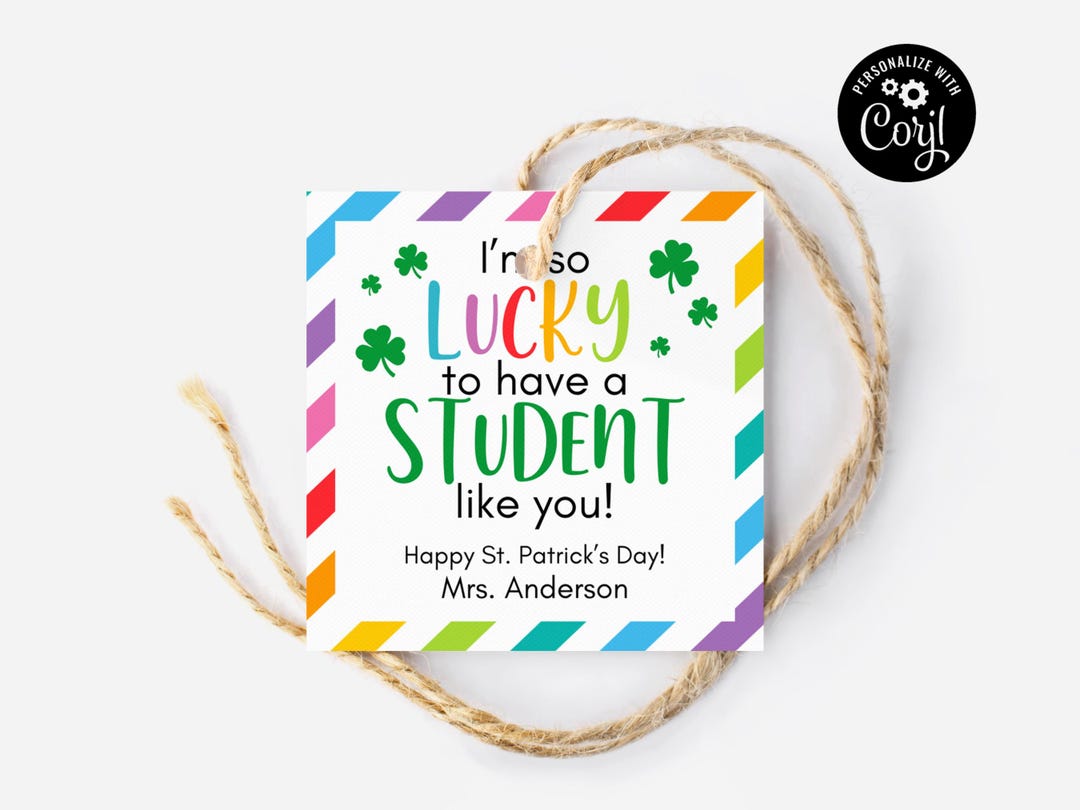 St. Patrick's Day Gift Tag for Students: Lucky Stripe Design (instant ...