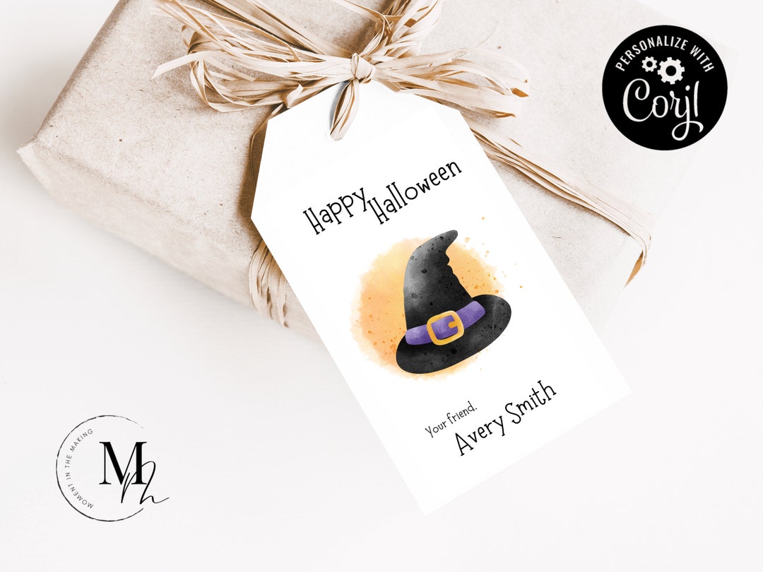 Halloween Witch's Hat Gift Tag, Halloween Favor Tag, Party Favor Gift ...