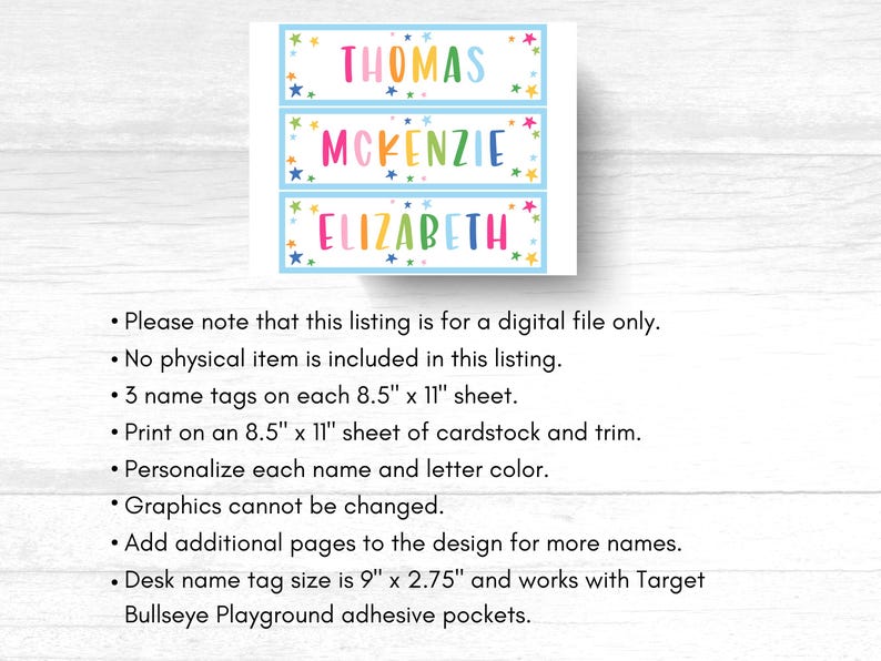 Student Name Tag Brights, Custom Student Name Tag for Desks, Classroom ...