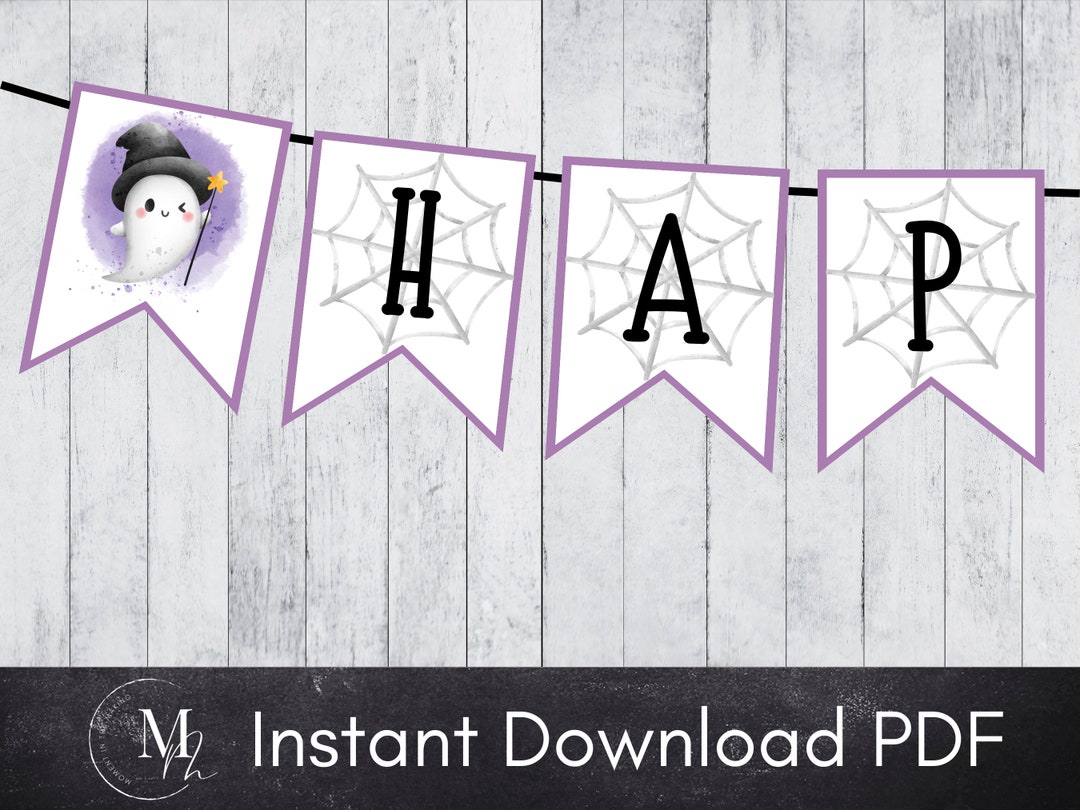 Printable Halloween Ghost Banner, Halloween Printable, Instant Download ...