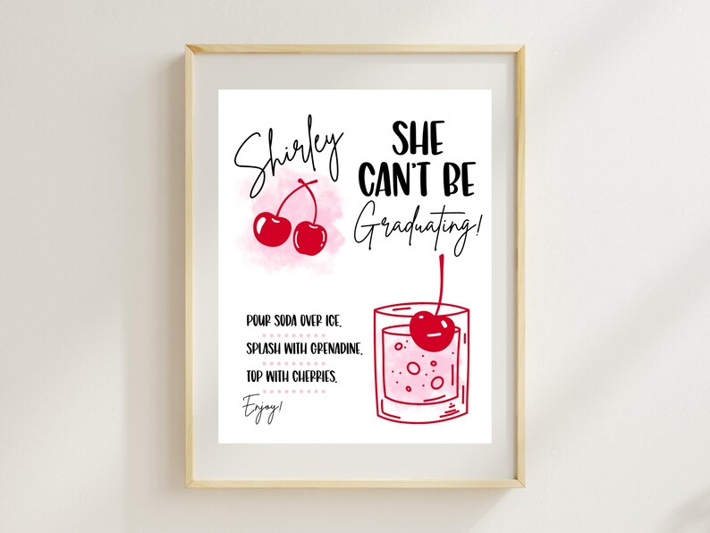 Shirley Temple Bar Graduation Sign, Graduation Printable, High School ...