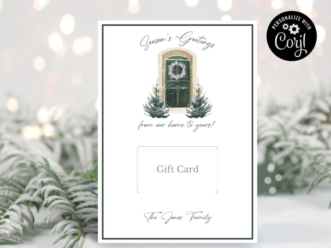 Christmas Front Door Gift Card Holder: Holiday Printable (5x7in, PDF ...