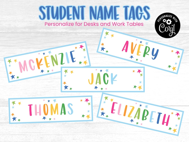 Editable Student Name Tag Brights: Classroom Decor (instant Download, 9 ...